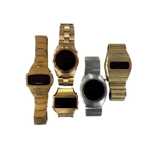 Five Vintage LED Watches inc. Ventura, President, Mercury Time etc.