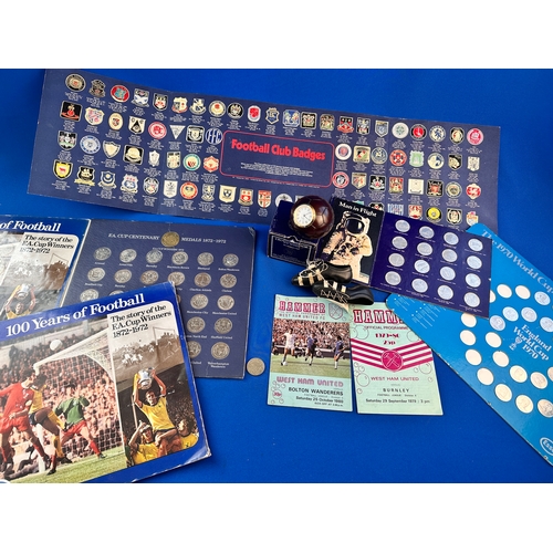Group of Collectable Football Coins & Two Vintage Programmes