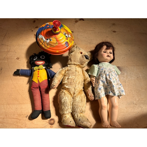 Vintage Chad Valley Golly Doll, Teddy Bear, Pedigree Waling Doll ...