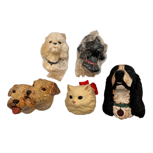 Group of Vintage Bossons Chalkware Dog Wall Hangings