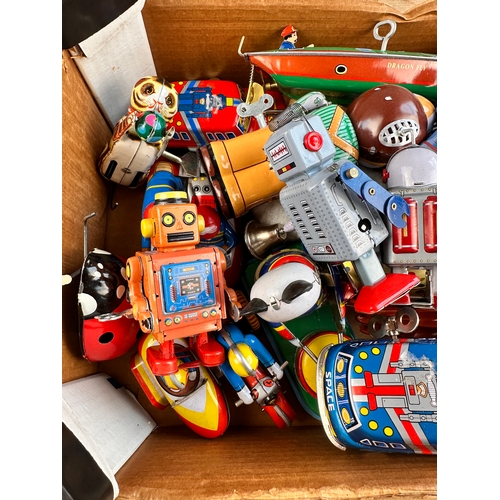Box of Tinplate Clockwork Toys