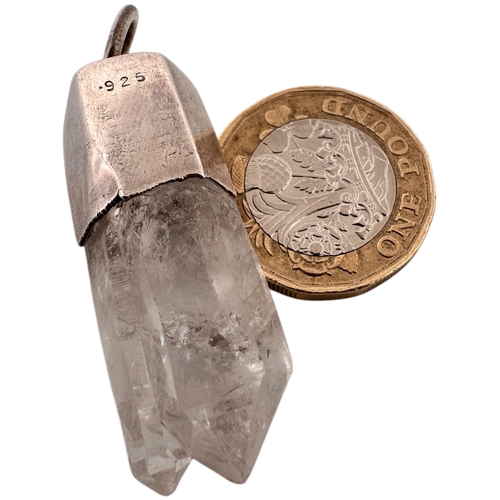 Large Crystal Amulet Talisman Pendant with Silver Mount Stamped 925