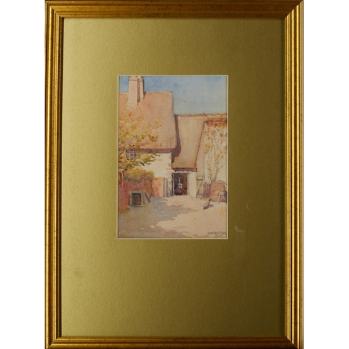 Thomas William Rutter, British 1874-?- View of cottages; pencil and ...