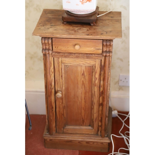 PAIR PITCH PINE BEDSIDE LOCKERS