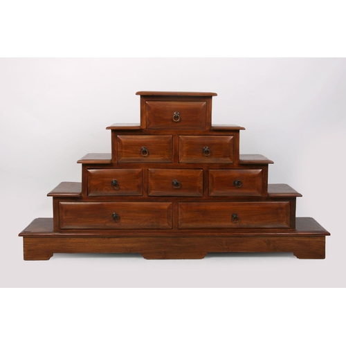 MODERN HARDWOOD GROUP OF 8 STEPPED DRAWERS