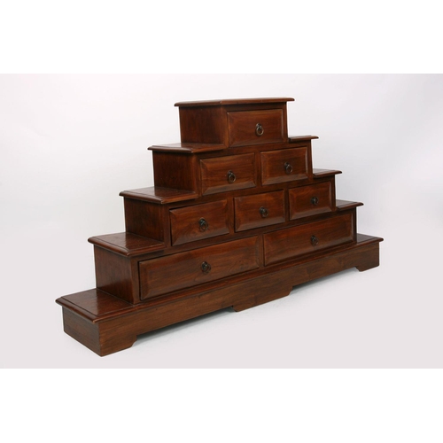 MODERN HARDWOOD GROUP OF 8 STEPPED DRAWERS