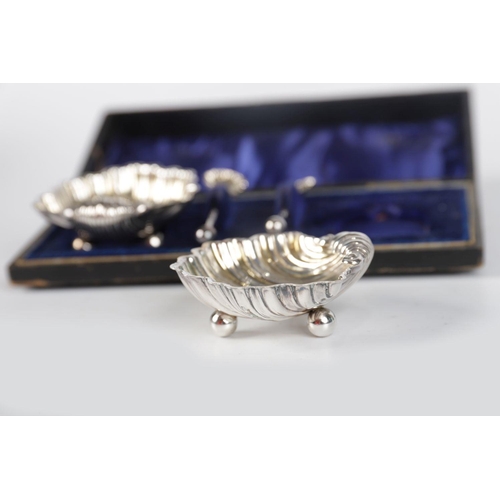 PAIR SILVER SCALLOP SHELL SALTS
