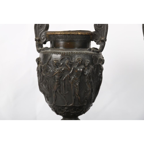 PAIR 19TH-CENTURY BRONZE & ORMOLU CLASSICAL URNS