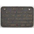 Locomotive, cast iron, Great Western Railway cab plate. Unrestored, 11 ...