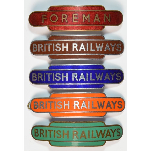 Cap badges, 5 x British Railways totem; BRITISH RAILWAYS (W), silver ...