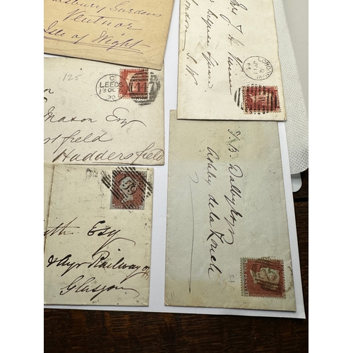 19th century Penny Red imperforate and perforated stamps ( 2 on bluish ...