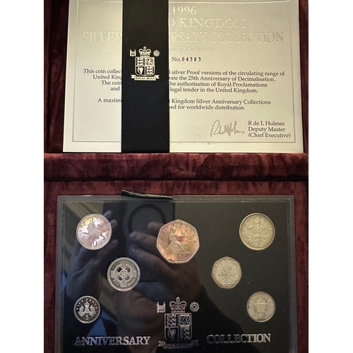 UK GB 1996 Silver Anniversary Collection of 7 sterling silver proof ...