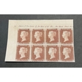 UK GB QV corner block of 8 imperforate penny red stars FORGERY ...
