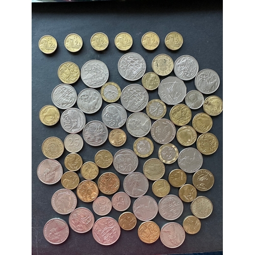 World coins including many Australian $ Aborigine $2 coins (6 of which ...