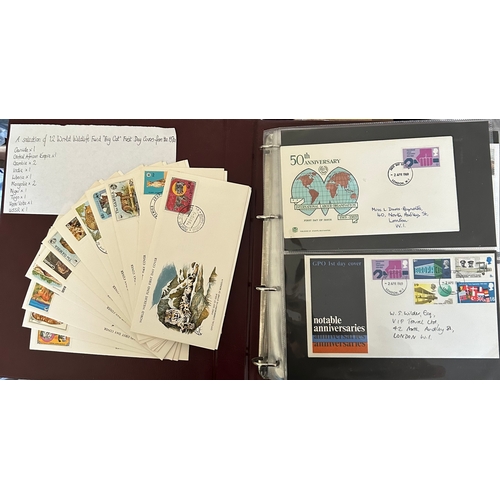 GB First Day Covers stamps comprising WWF (12) plus 65 in album 1970-90's