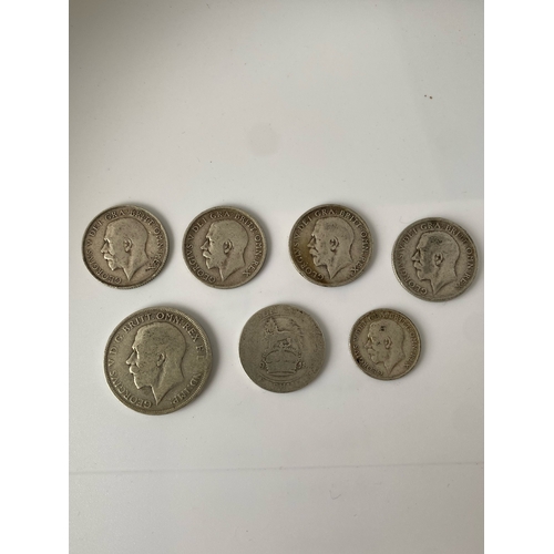 GB KGV 1911-1919 silver coins includes shillings, florin and sixpence