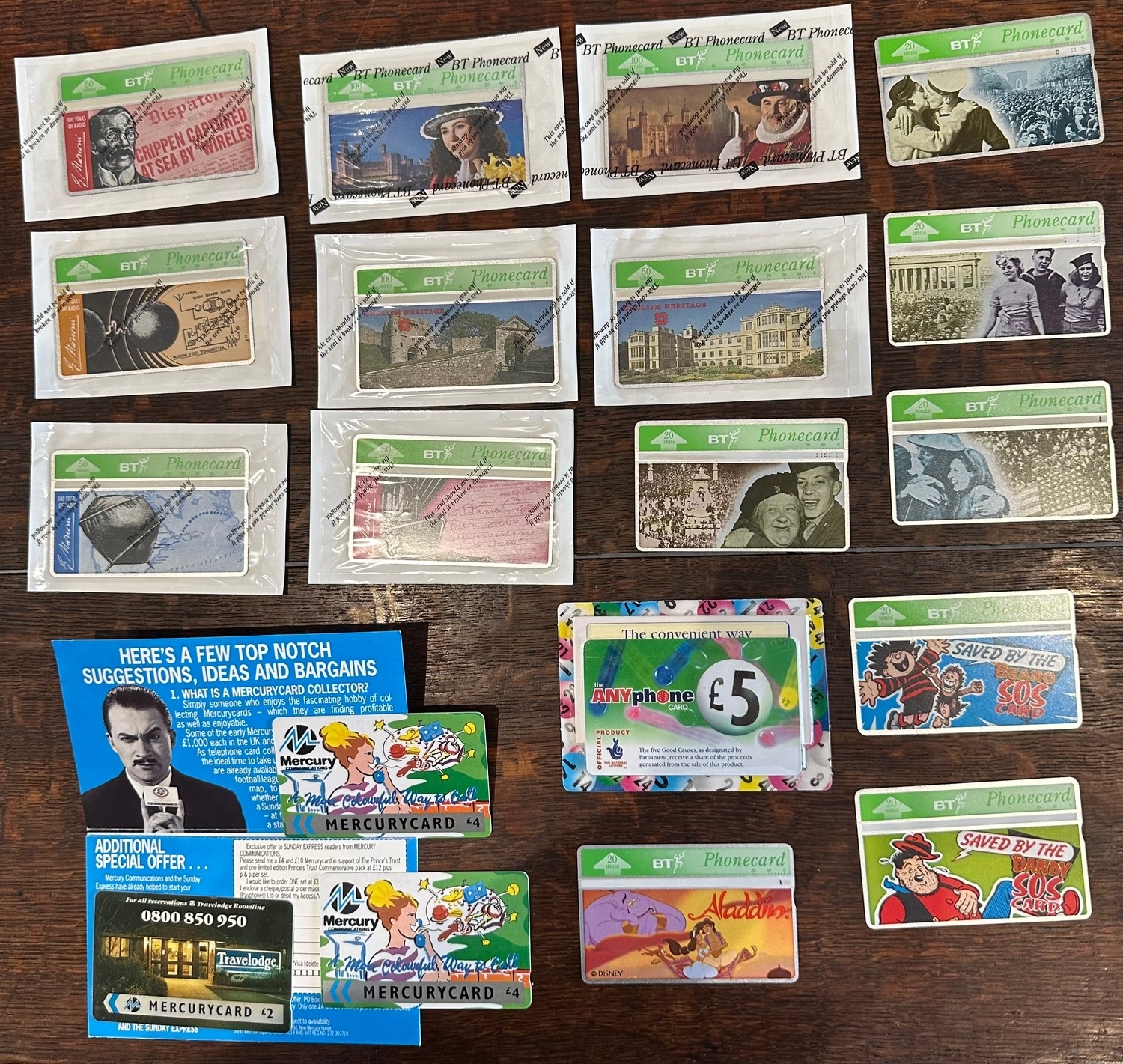 Rare sealed National Lottery 5 phone card plus selection of BT ...