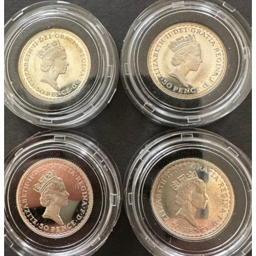 4 x scarce 1997 fine silver Britannia coins 50 p in screw capsules