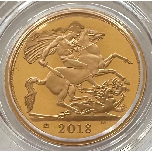 2018 22k gold Proof sovereign with Privy mark 4g, scarce coin