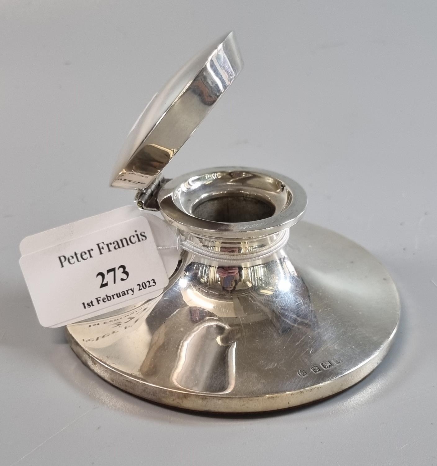 Silver capstan's desk inkwell with - auctions & price archive