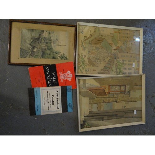 Two watercolour sketches of Tenby together with another similar ...