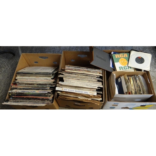 Three boxes of vintage vinyl records to include: Deep Purple, The ...