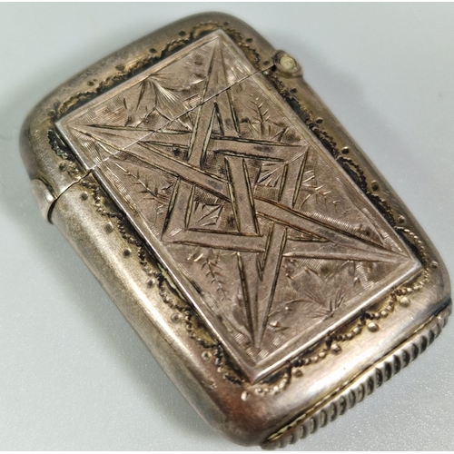 19th century silver engraved miniature Freemason silver matchbox/vesta ...