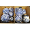 Two boxes of Spode 'Italian' design blue and white dinner ware items to ...