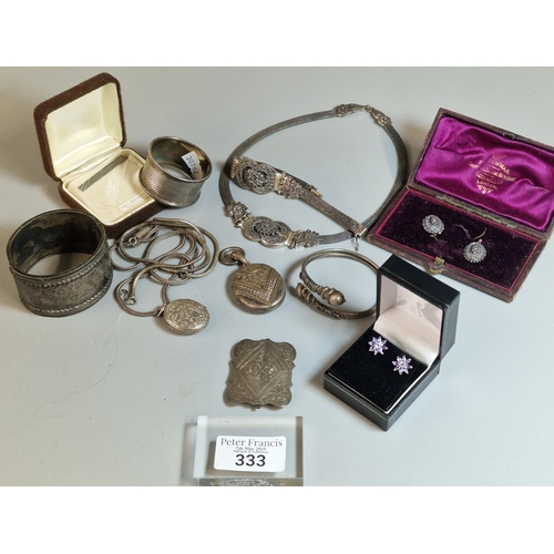 Bag of mainly silver and other items to include: Victorian bangle ...