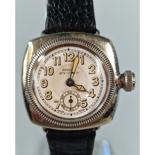 Vintage Rolex Oyster 'Ultra Prima' cushion watch, in solid silver ...