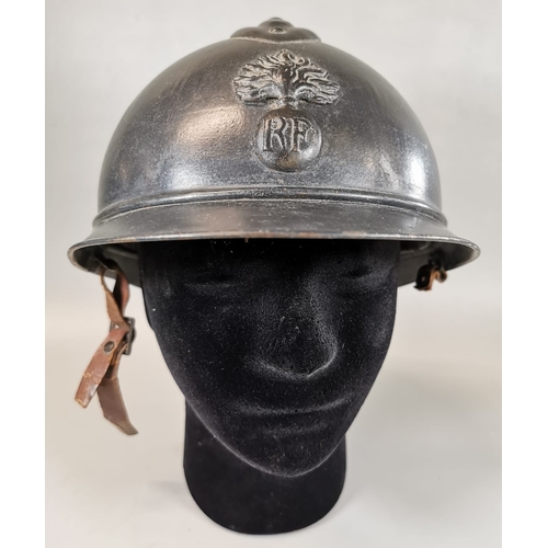 WWI French Infantry Adrian Pattern (M15) steel helmet. Horizon blue ...
