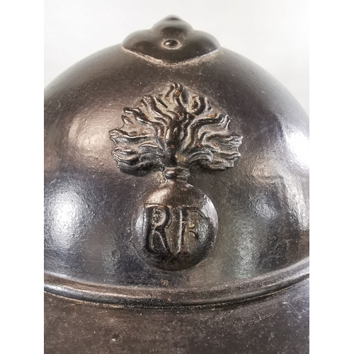 WWI French Infantry Adrian Pattern (M15) steel helmet. Horizon blue ...