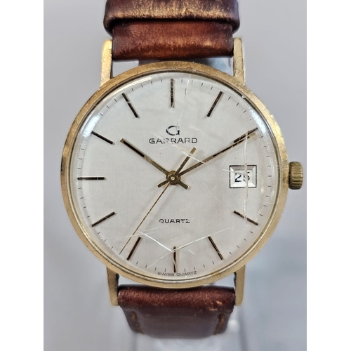 Garrard 9ct gold quartz gentleman's wristwatch, with satin face, having ...
