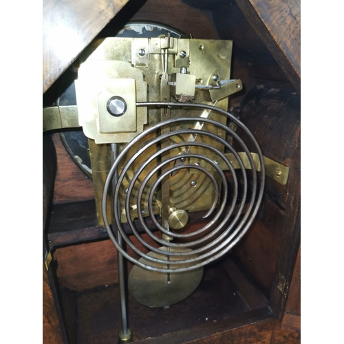 19th century walnut two train bracket clock, having scroll and foliate ...