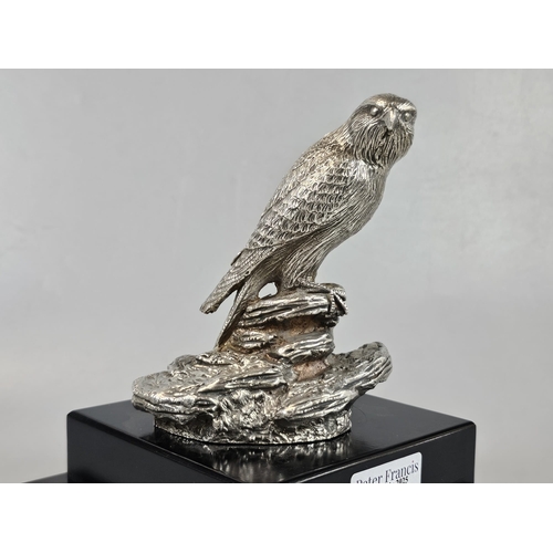 Queen Elizabeth II silver model of a Peregrine Falcon with naturalistic ...