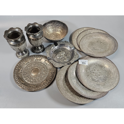 Collection of white metal items of Indian and Middle Eastern designs to ...