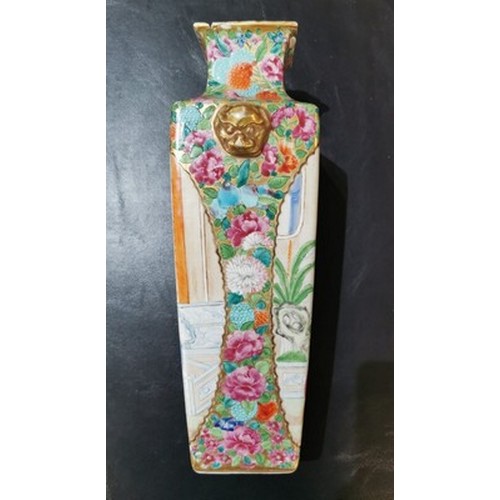 Two similar Chinese export porcelain Canton Famille Rose square section ...