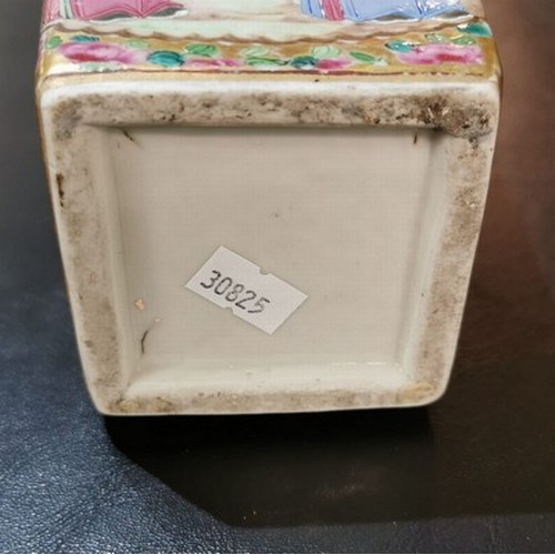 Two similar Chinese export porcelain Canton Famille Rose square section ...