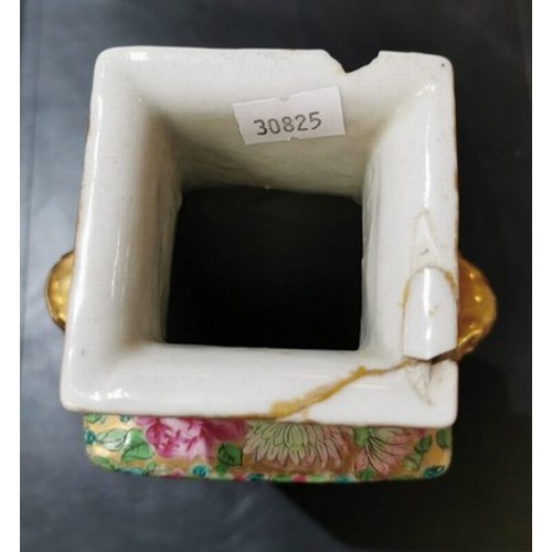 Two similar Chinese export porcelain Canton Famille Rose square section ...