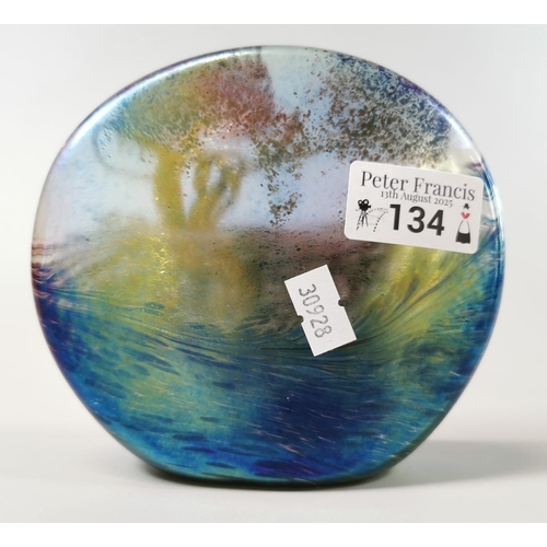 John Ditchfield, iridescent Glasform paperweight, signed to the base J ...