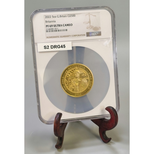 2022 5 oz GB gold Britannia Ultra Cameo coin. Mint condition, in NGC ...