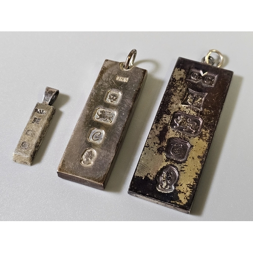 Three hallmarked silver ingots. Total weight 2.1 troy oz approx. (B.P ...