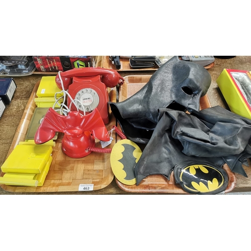 Two trays of Batman collectibles to include: two Batman Cowls, 1966 ...