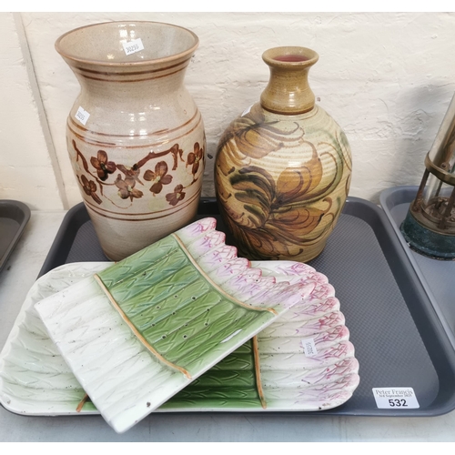 Gwili Pottery baluster vase, together with a Welsh Ely Pottery baluster ...