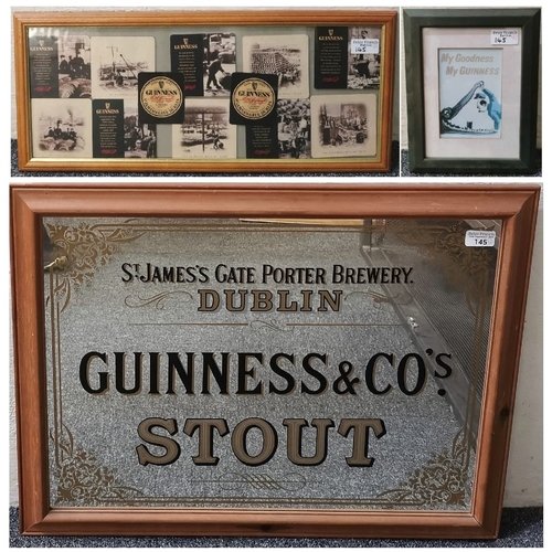 Guinness advertising mirror, a montage of Guinness beer mats and a ...