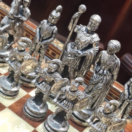 Modern Moorish style wooden inlaid chess set, with pullout drawers and ...