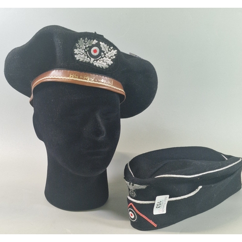 Two German Third Reich-style caps, comprising a Panzer officer’s M38 ...