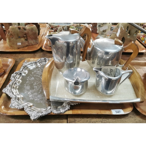 Five piece Picquot Ware set, including tray, together with a silver ...