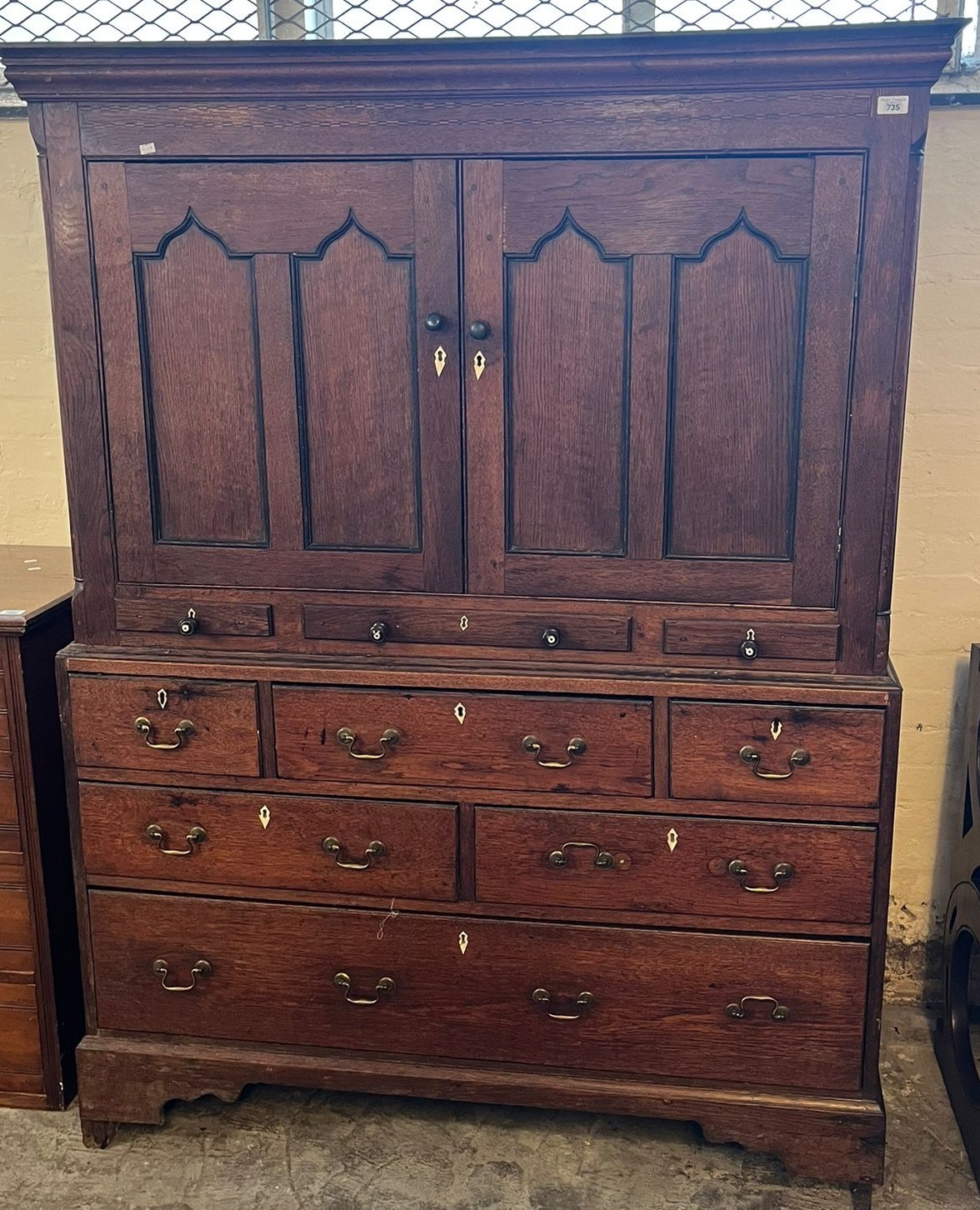 Early 19th century Welsh oak two stage press cupboard. 134x52x176cm ...