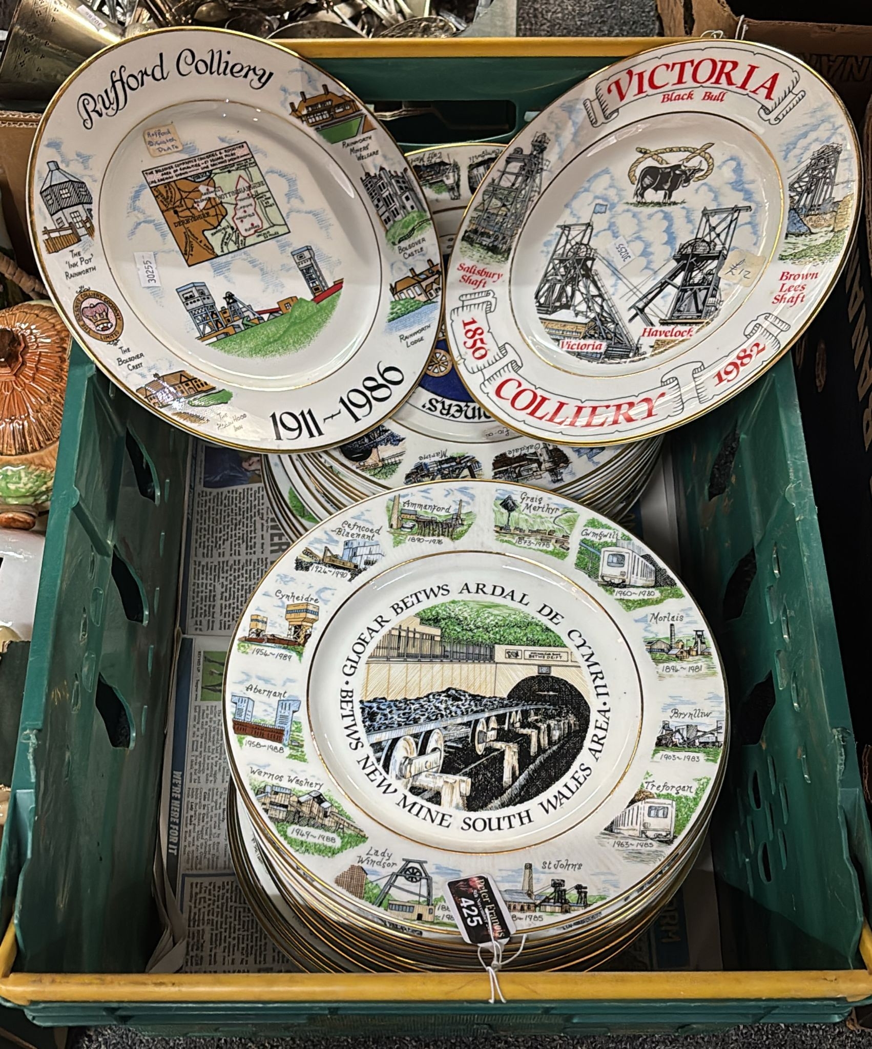 Collection of Edwardian fine bone china Colliery/Mining collectors ...